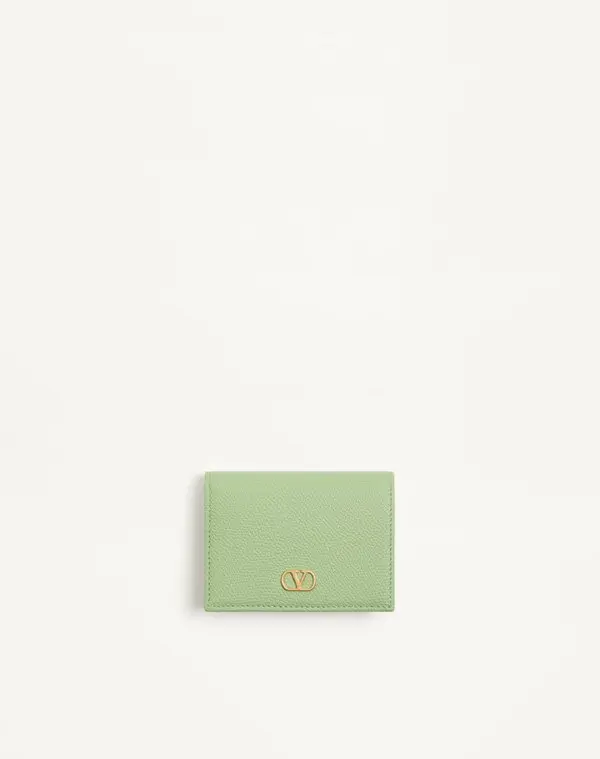 Valentino Garavani Vlogo Signature Grainy Calfskin Wallet - Mint