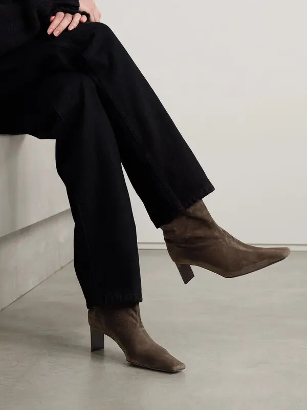 Khaite Ona Suede Ankle Boots - Brown