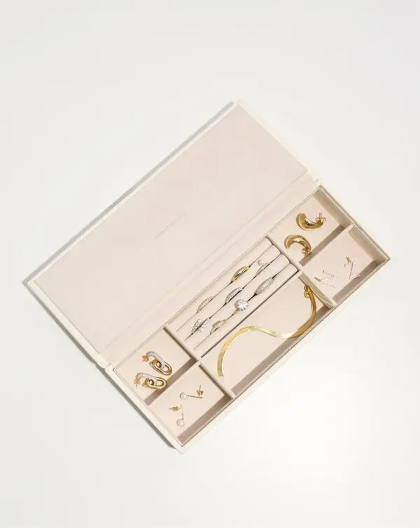 Ring Concierge Leather Jewelry Box - Cream