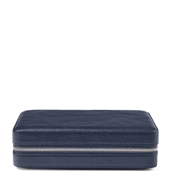 ASPINAL OF LONDON Large Leather Travel Jewellery Case - Blue