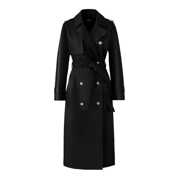 Mackage Gael-v Leather Trench Coat - Black-gold