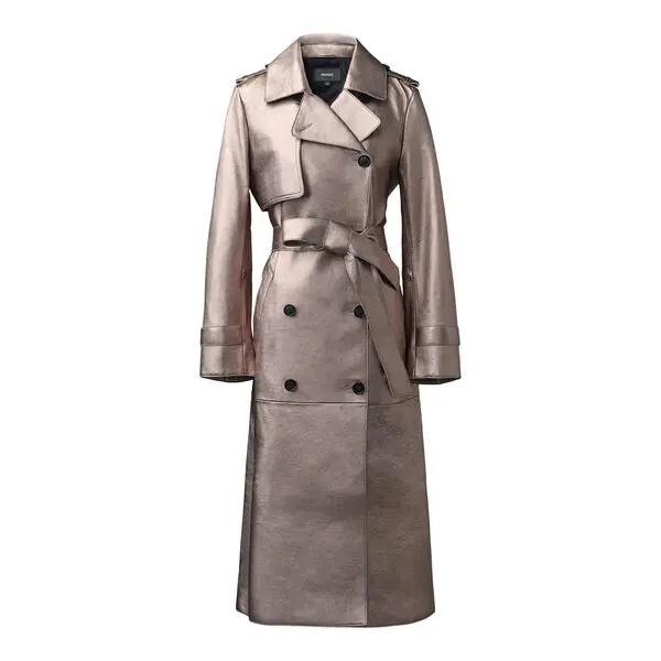 Mackage Gael-v Leather Trench Coat - Quartz