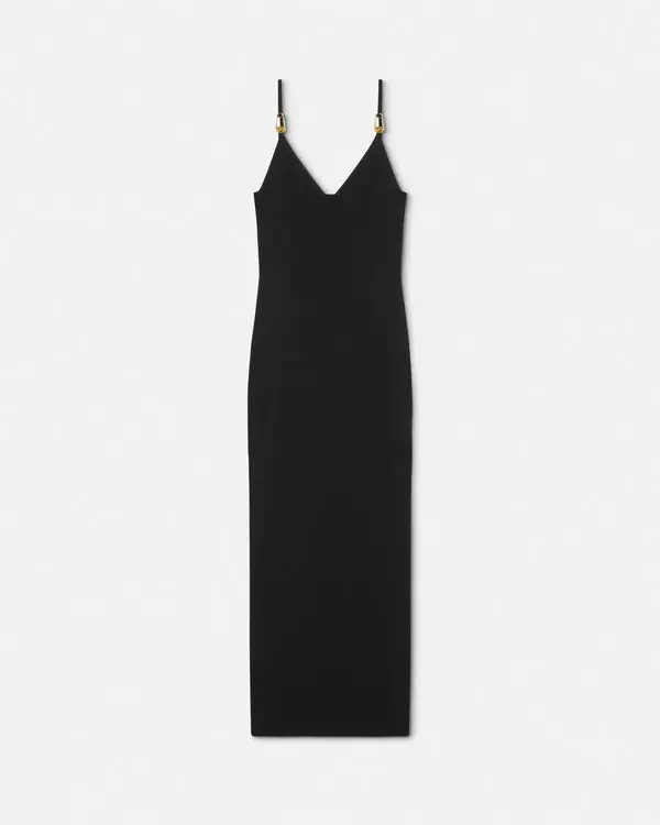 Versace Ribbed Knit Midi Dress - Black