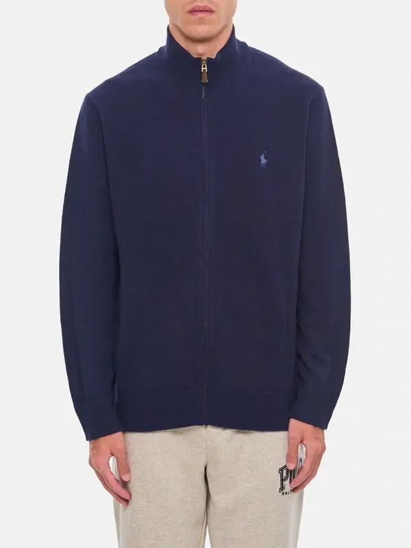 Polo Ralph Lauren Pure Wool Zip-up Turtleneck Cardigan - Blue