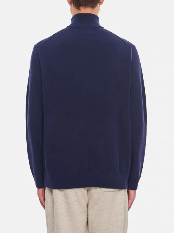 Polo Ralph Lauren Pure Wool Zip-up Turtleneck Cardigan - Blue