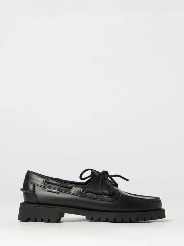 SEBAGO Ranger Boat Shoes In Waxed Leather With Notched Sole - Black
