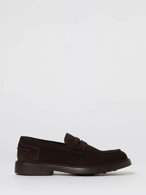 DOUCAL'S Suede Calfskin Penny Loafers With Rubber Sole - Dark
