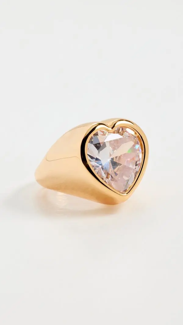 Timeless Pearly Plated Ring With Crystal Heart