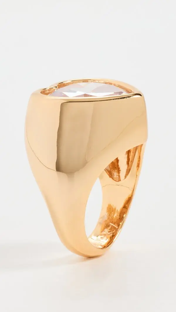 Timeless Pearly Plated Ring With Crystal Heart