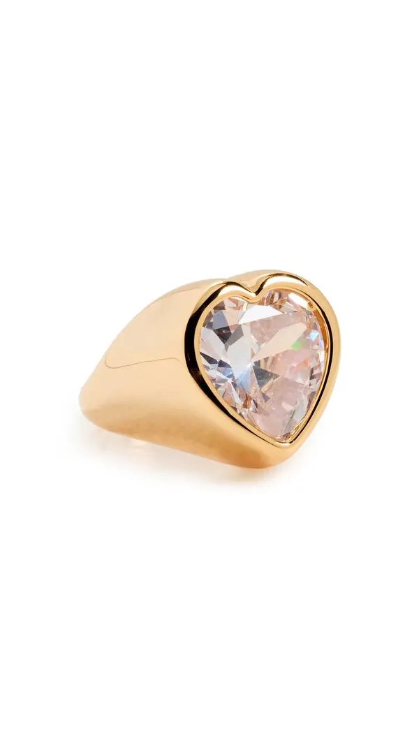Timeless Pearly Plated Ring With Crystal Heart