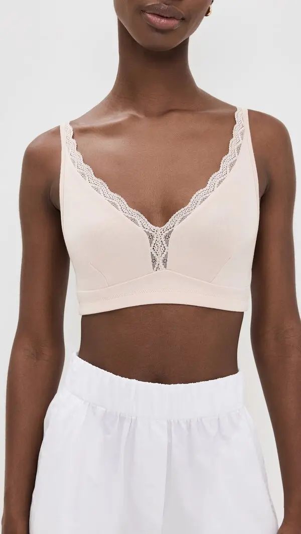STRIPE & STARE The Lace Plunge Bralette - Sand