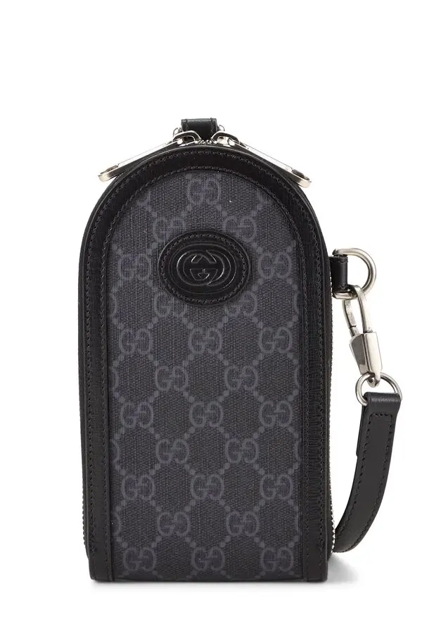Gucci Gg Supreme Canvas Interlocking Gg Crossbody - Black