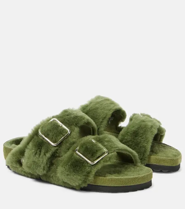 BIRKENSTOCK Arizona Shearling Sandals - Green