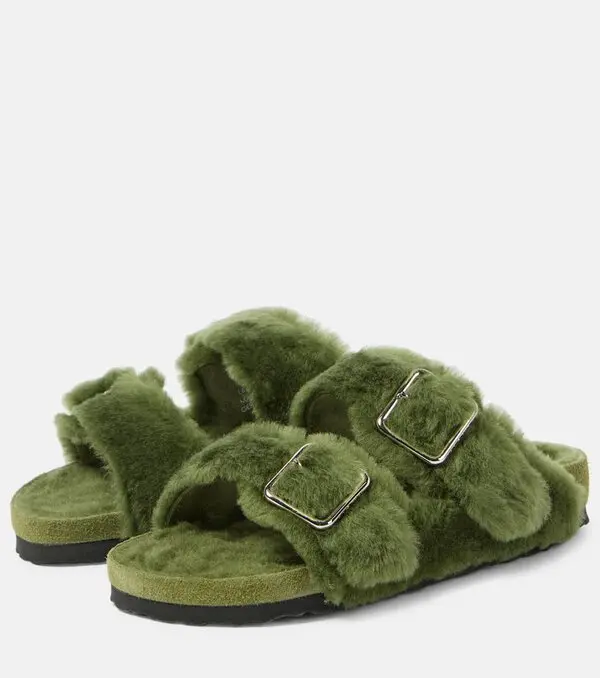 BIRKENSTOCK Arizona Shearling Sandals - Green