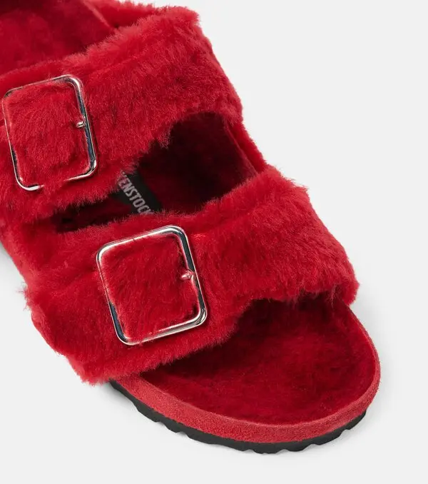 BIRKENSTOCK Arizona Shearling Sandals - Red