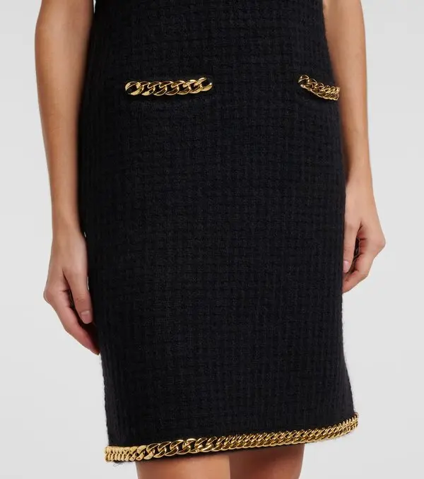 Tory Burch Chain-detail Waffle-knit Mini Dress