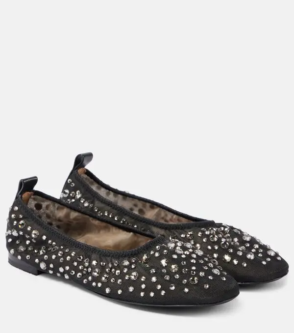 Tory Burch Crystal-embellished Mesh Ballet Flats