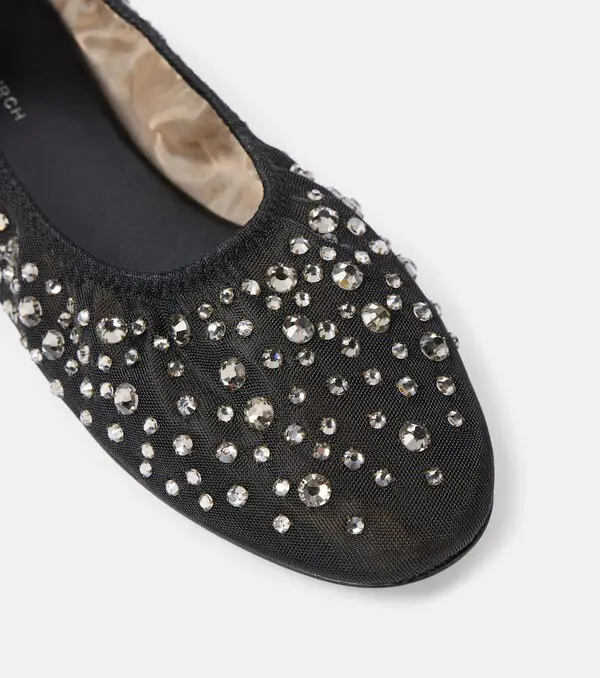 Tory Burch Crystal-embellished Mesh Ballet Flats