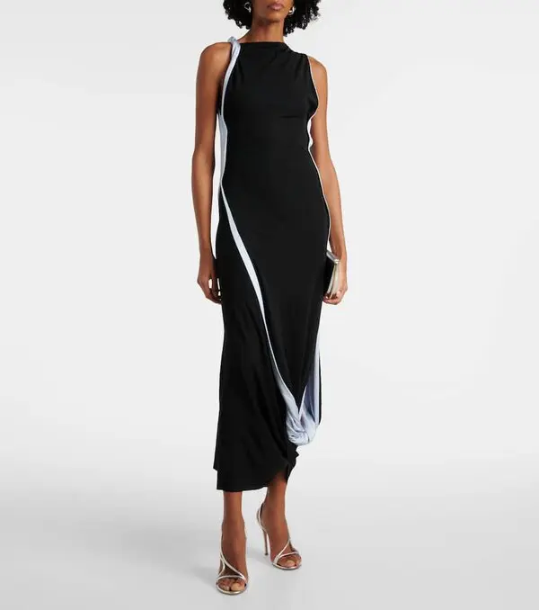 Victoria Beckham Asymmetric Draped Midi Dress