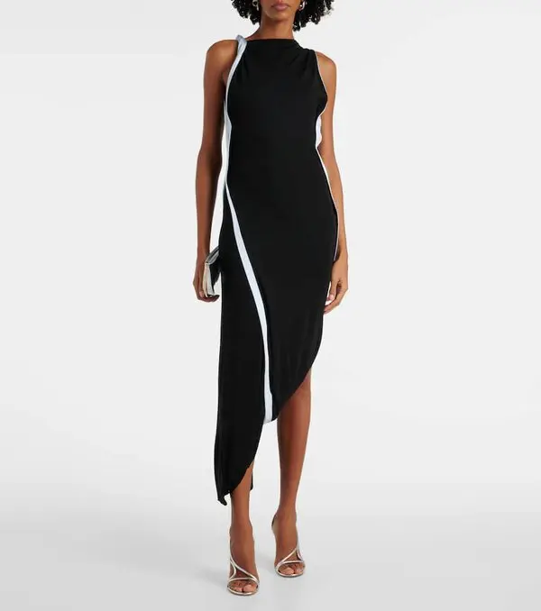 Victoria Beckham Asymmetric Draped Midi Dress