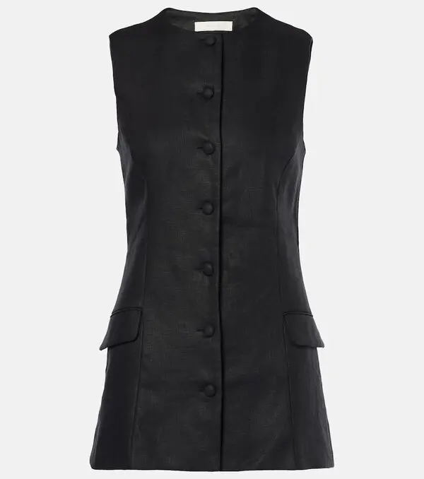 Faithfull The Brand Jane Linen Vest - Black