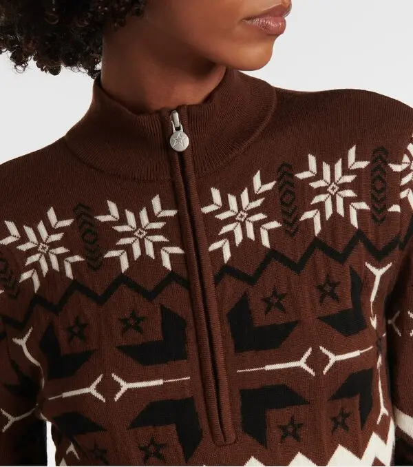 Perfect Moment Nordic Intarsia Half-zip Wool Sweater - Brown