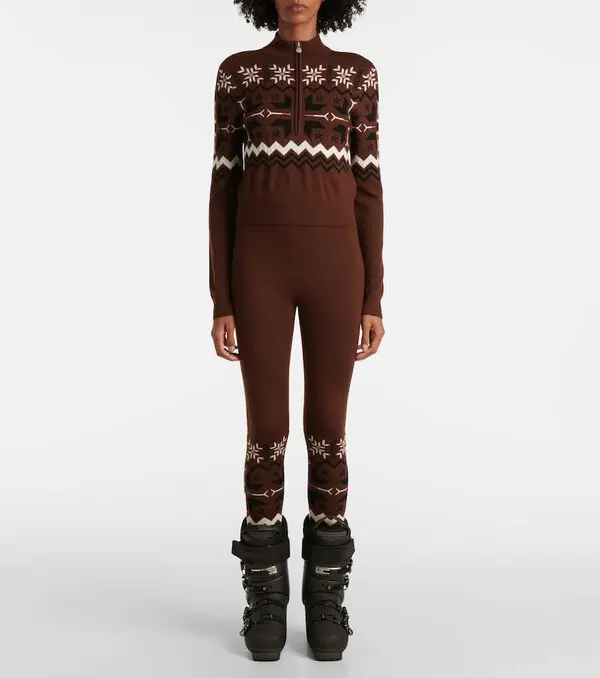 Perfect Moment Nordic Intarsia Half-zip Wool Sweater - Brown