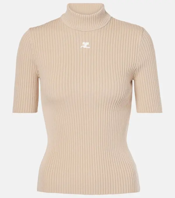 COURREGES Reedition Ribbed-knit Top - Brown