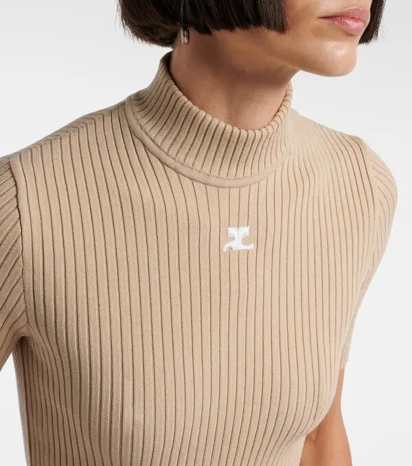 COURREGES Reedition Ribbed-knit Top - Brown