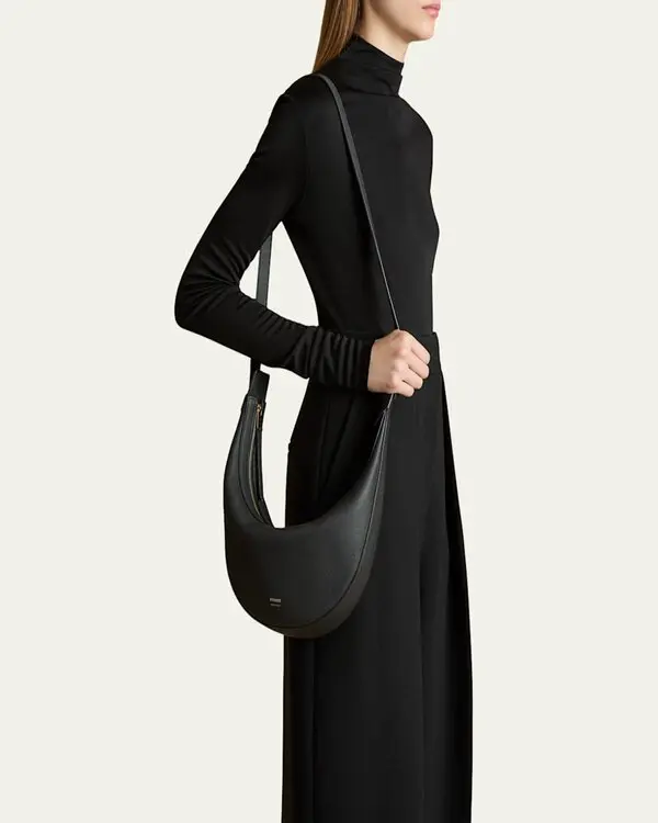 Khaite Augustina Small Zip Calfskin Crossbody Bag - Black