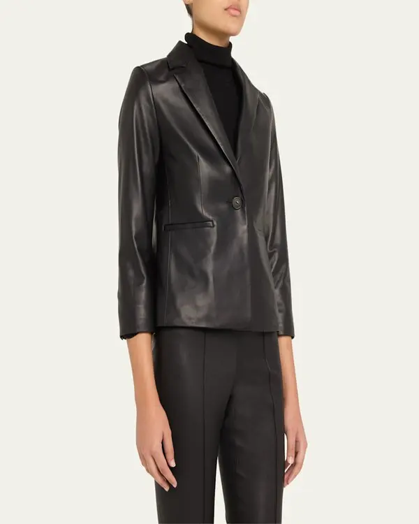 Vince Shrunken Leather Blazer