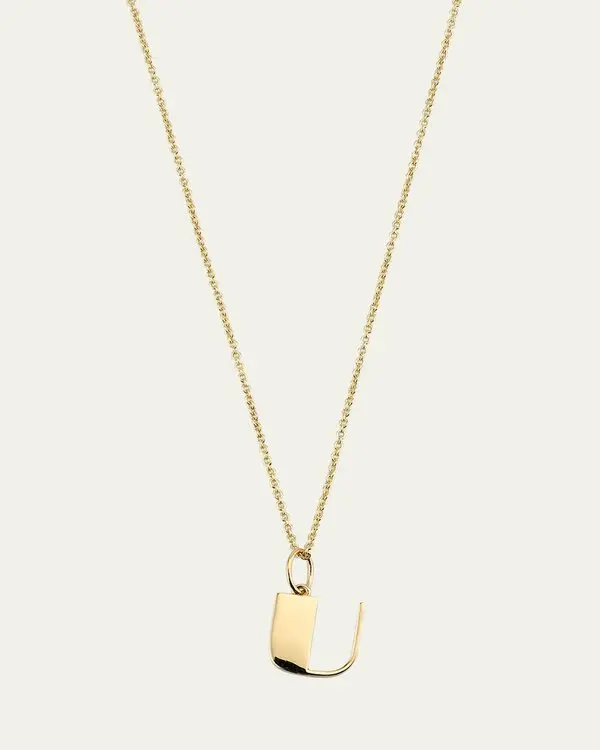 SYDNEY EVAN 14k Yellow Gold Pure Block Initial Necklace - Init U