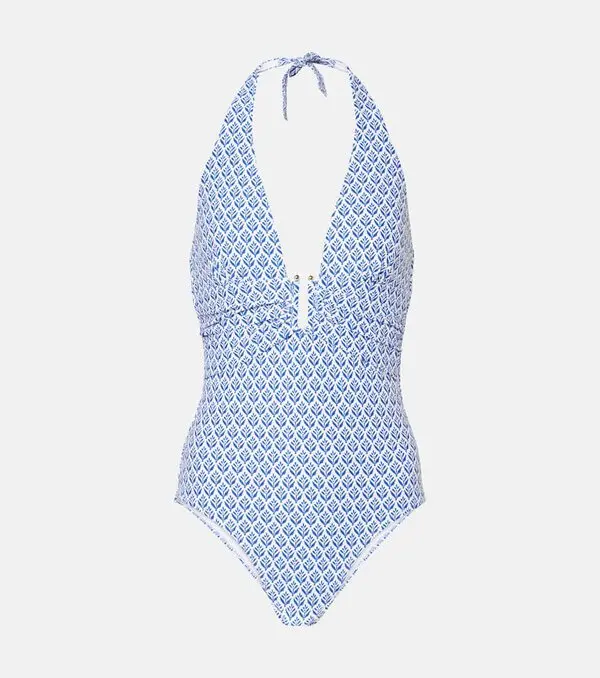 Heidi Klein Cape Cod Printed Halterneck Swimsuit - Blue