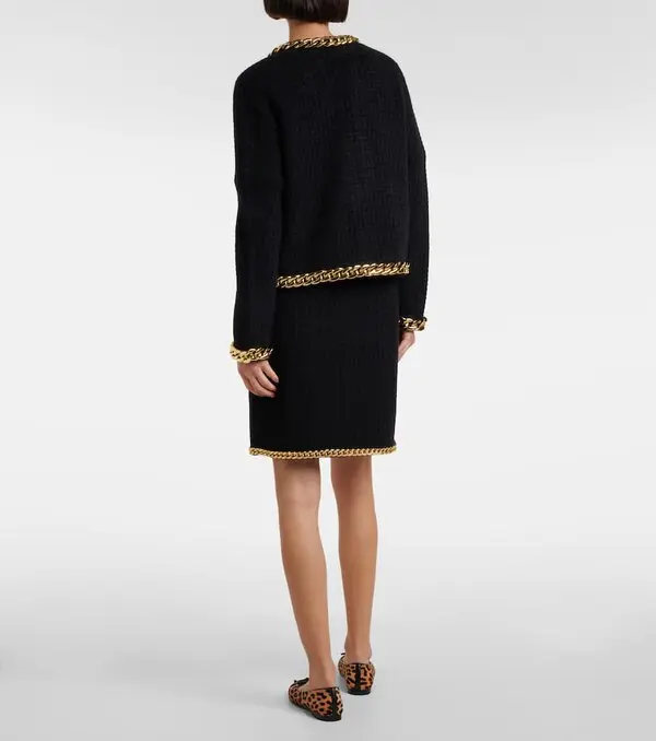 Tory Burch Kendra Chain-detail Wool-blend Cardigan - Black