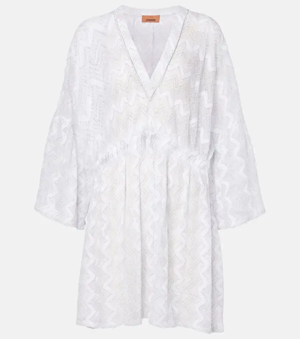 Missoni Zigzag Lamé Beach Dress - White