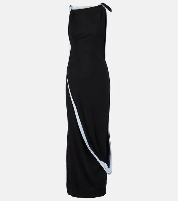 Victoria Beckham Asymmetric Draped Midi Dress - Black