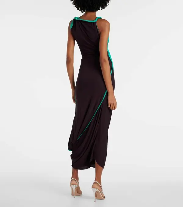 Victoria Beckham Asymmetric Draped Midi Dress - Brown