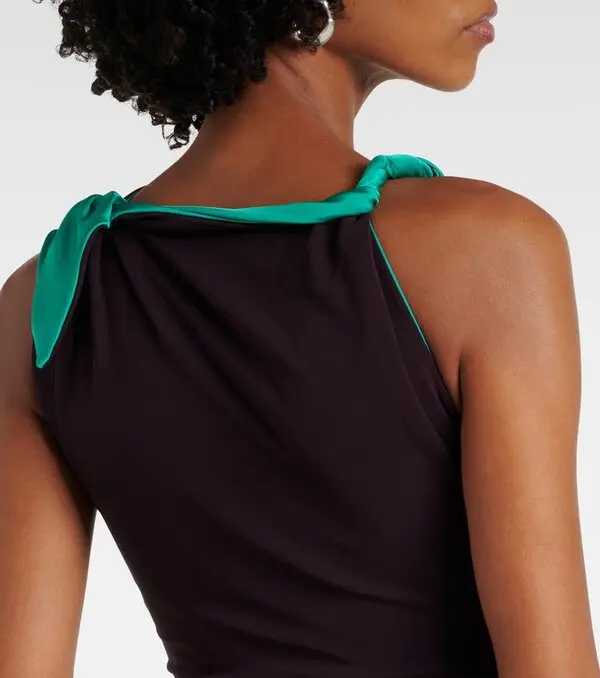 Victoria Beckham Asymmetric Draped Midi Dress - Brown