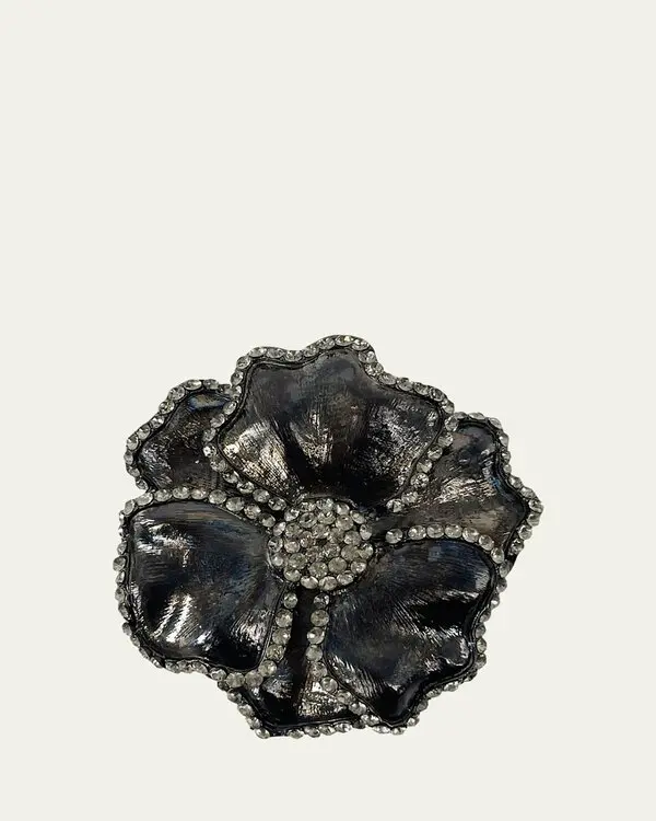 NOMI K Embellished Flower Napkin Rings, Set Of 4 - Grey