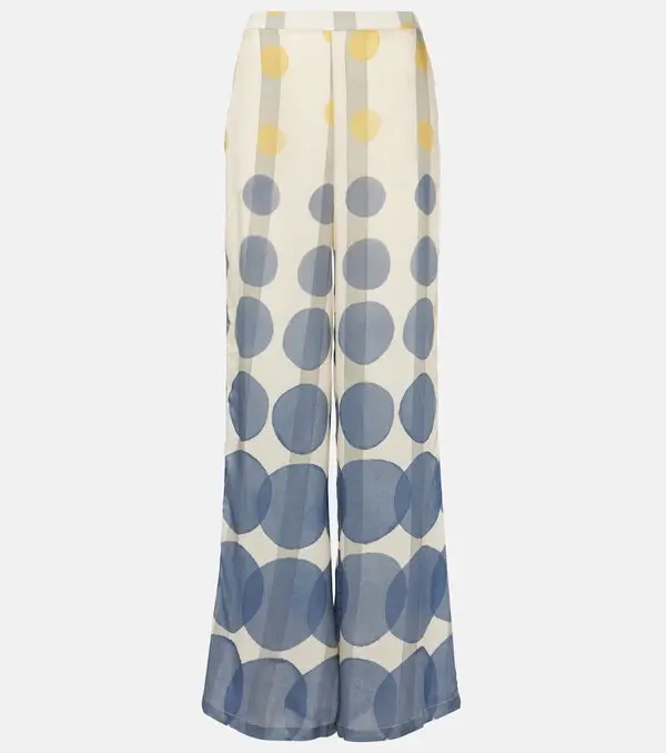 ADRIANA DEGREAS Polka-dot Wide-leg Pants - Beige