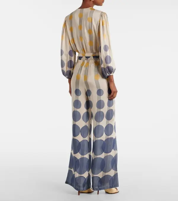 ADRIANA DEGREAS Polka-dot Wide-leg Pants - Beige