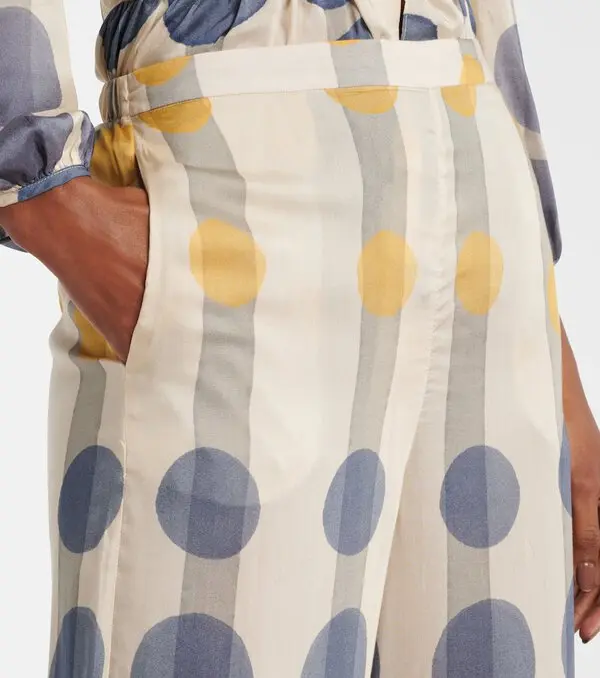 ADRIANA DEGREAS Polka-dot Wide-leg Pants - Beige