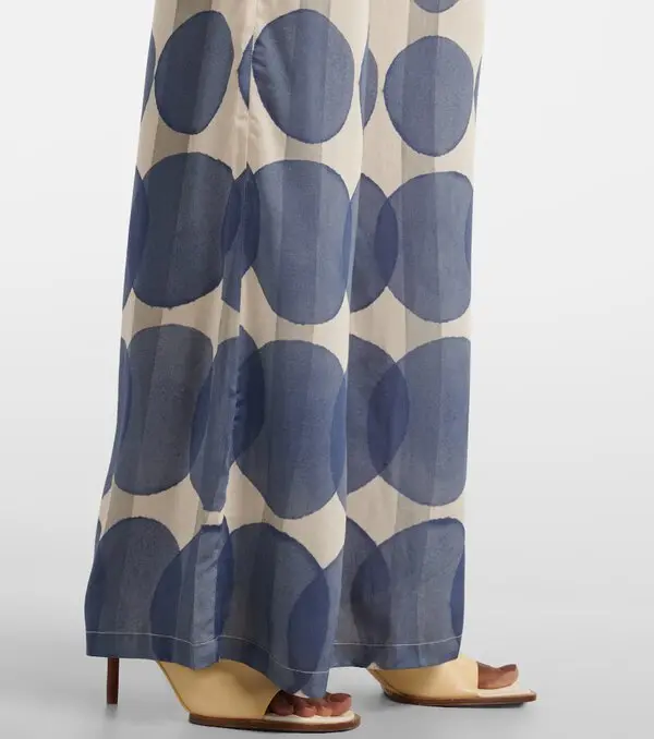 ADRIANA DEGREAS Polka-dot Wide-leg Pants - Beige