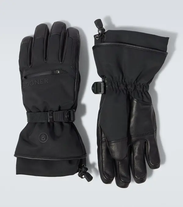 Bogner Adriano Leather-trimmed Ski Gloves - Black