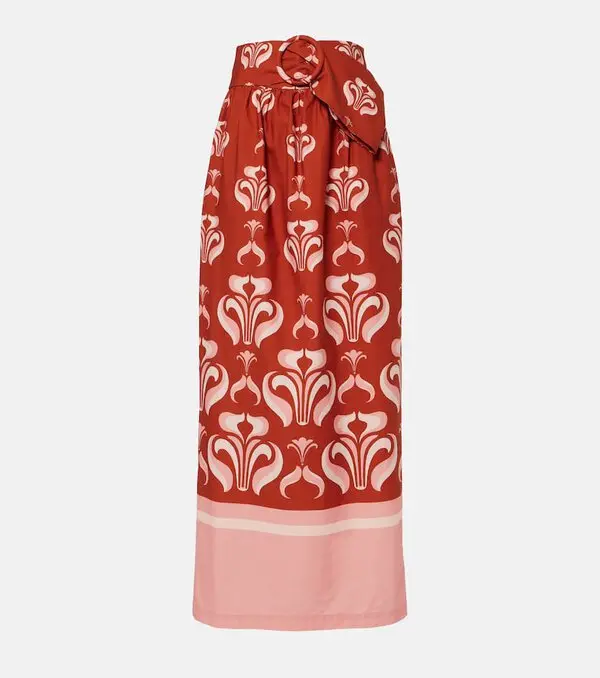 ADRIANA DEGREAS Printed Cotton Maxi Skirt