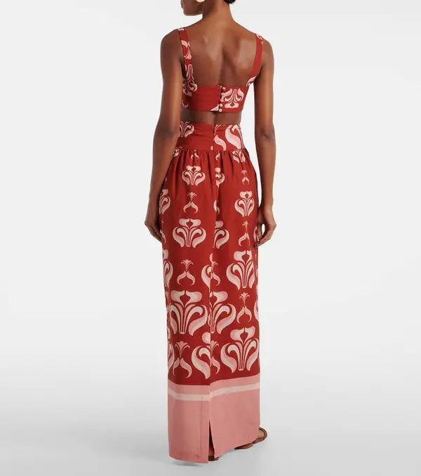 ADRIANA DEGREAS Printed Cotton Maxi Skirt