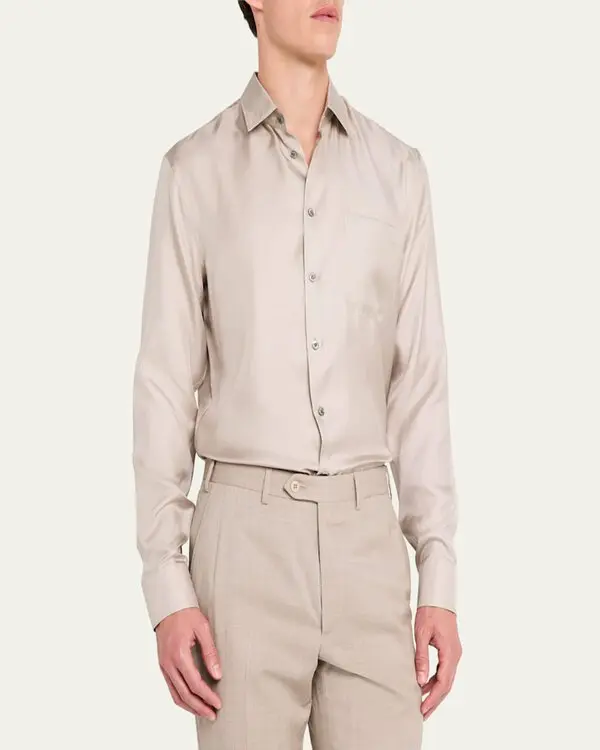 Giorgio Armani Solid Silk Dress Shirt