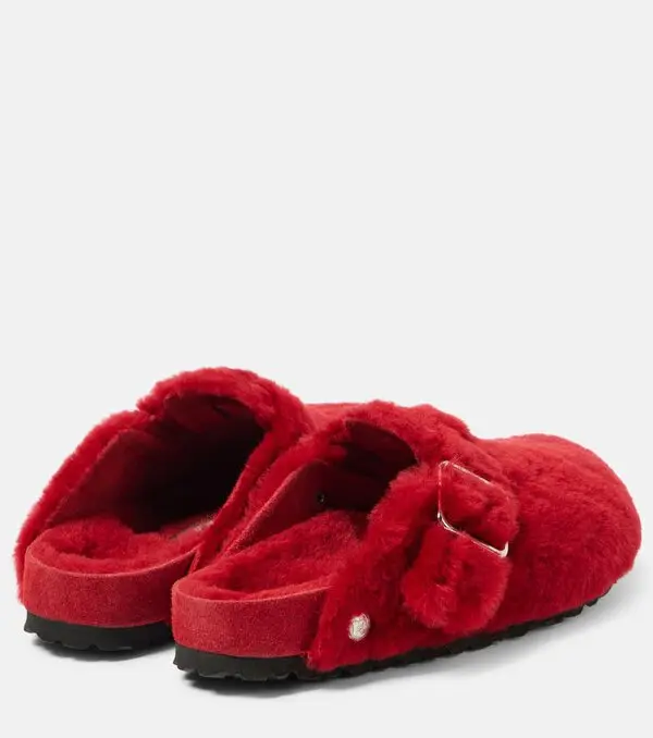 BIRKENSTOCK Boston Shearling Clogs - Red