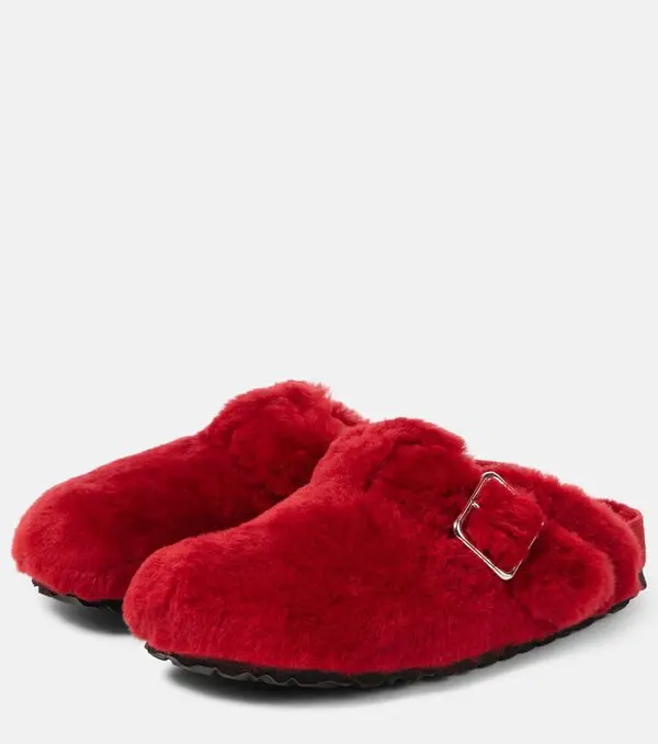 BIRKENSTOCK Boston Shearling Clogs - Red