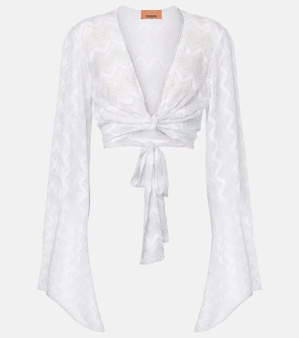 Missoni Zigzag Lamé Crop Top - White